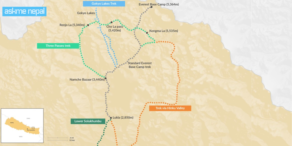 Everest Base Camp Route - EBC Trekking Map & Guide 2026